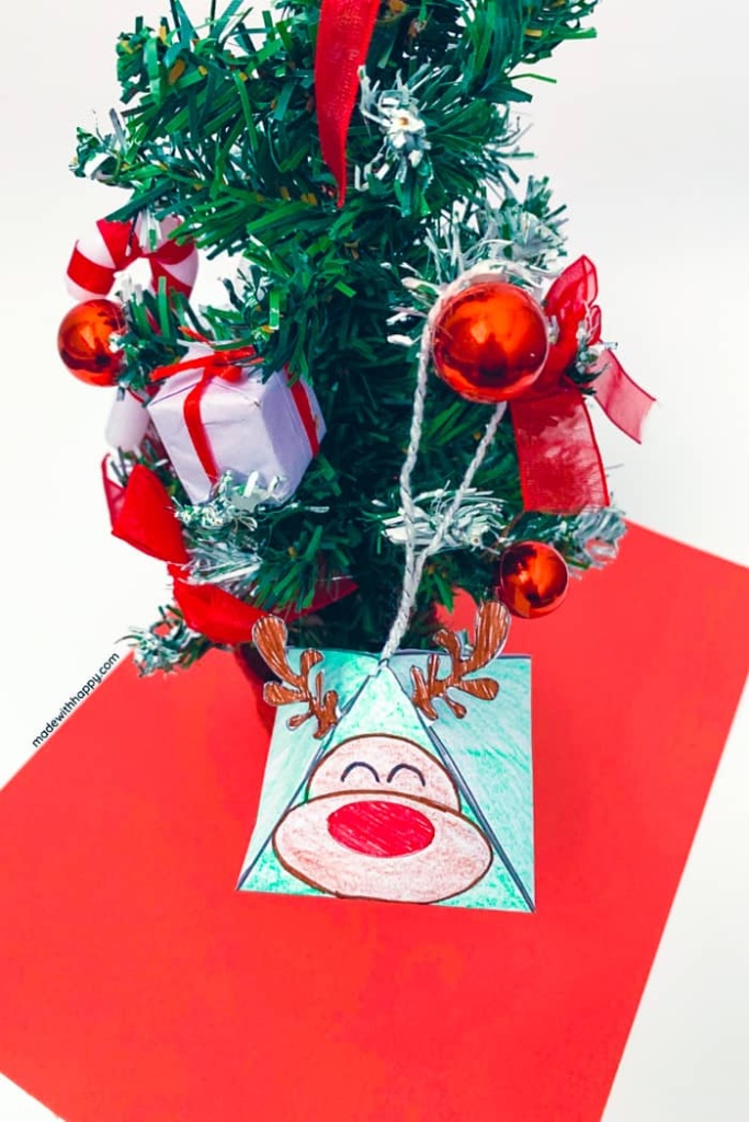 Printable Christmas Ornament - Reindeer Ornament - Made with HAPPY