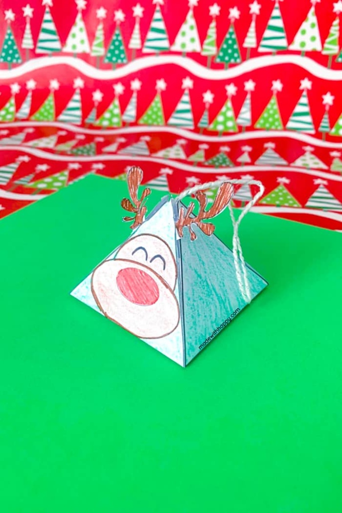 Printable Christmas Ornament - Reindeer Ornament - Made with HAPPY