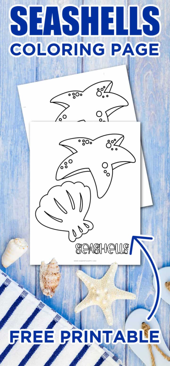 Free Printable Seashell Coloring Page - Made with HAPPY