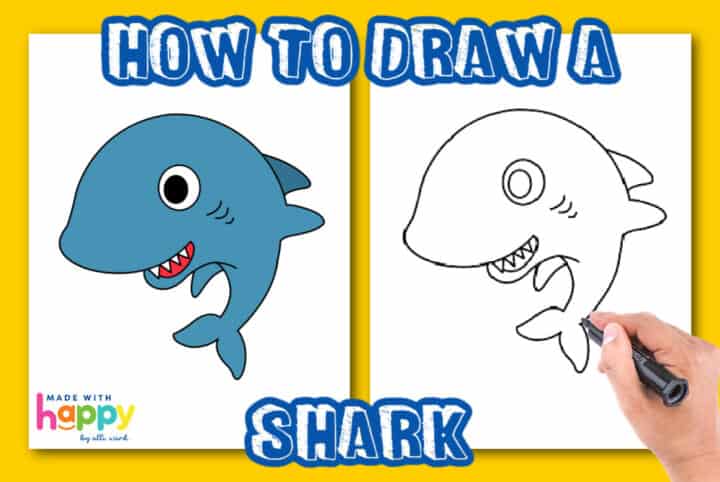 How to Draw a Shark Step by Step Tutorial - Made with HAPPY