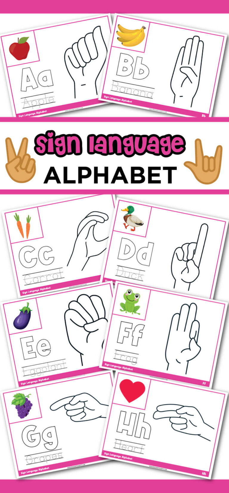Free Sign Language Alphabet Printable - Made with HAPPY