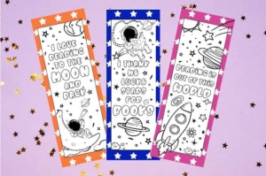 Space Printable Bookmark To Color - Made with Happy