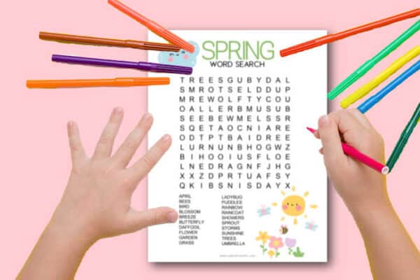 Free Printable Spring Word Search Puzzle For Kids - Made with HAPPY