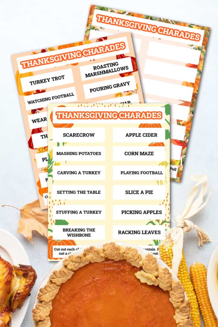 60 FREE Printable Thanksgiving Charades Game - Made with HAPPY