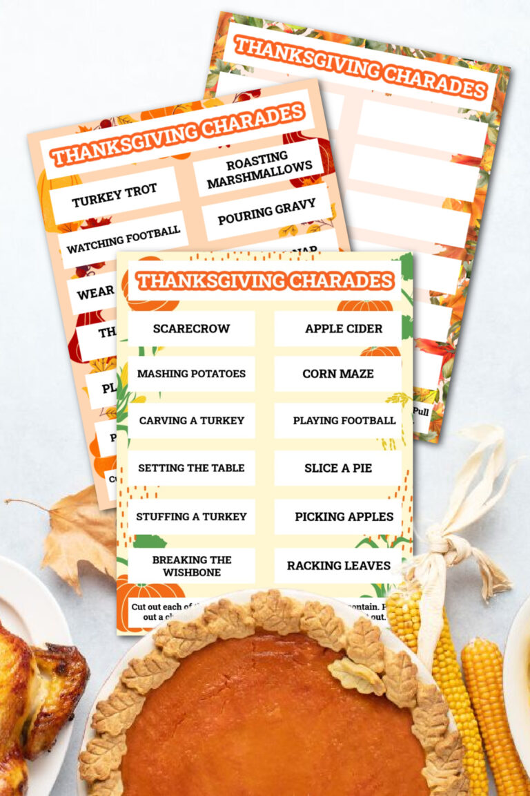 60 FREE Printable Thanksgiving Charades Game - Made with HAPPY