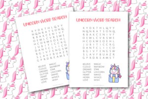 Unicorn Word Search - Made with HAPPY