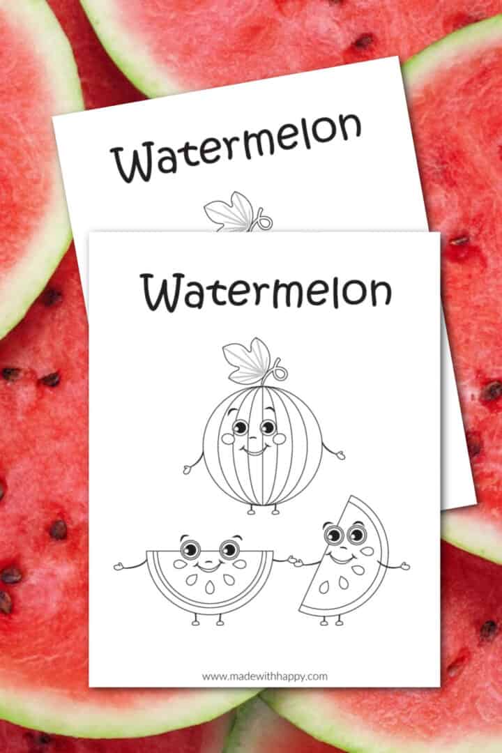 Free Printable Watermelon Coloring Page - Made with HAPPY