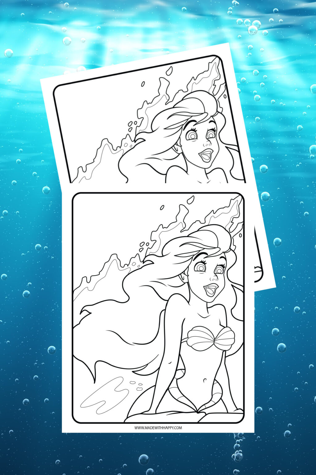 FREE Princess Ariel Coloring Page - Made with HAPPY