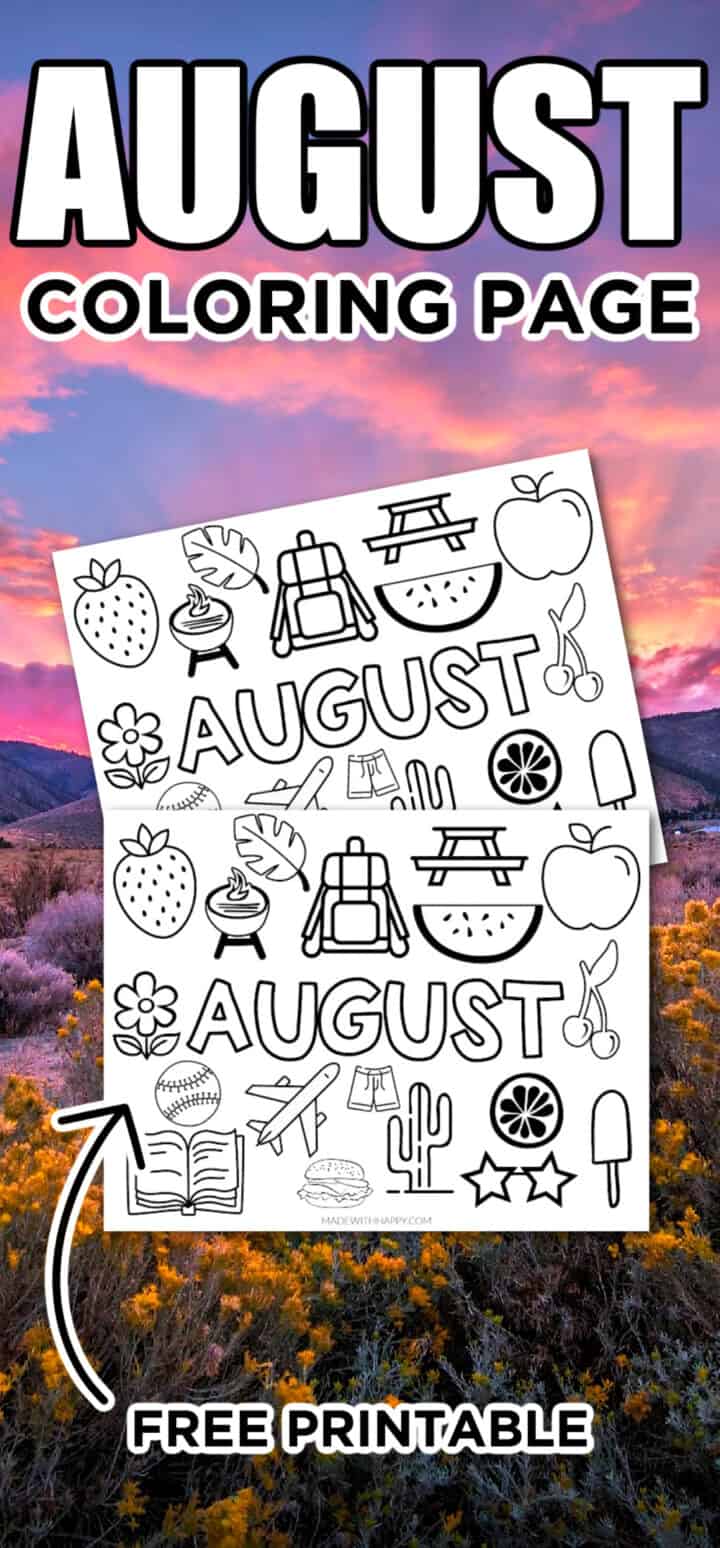 Free Printable August Coloring Page - Made with HAPPY