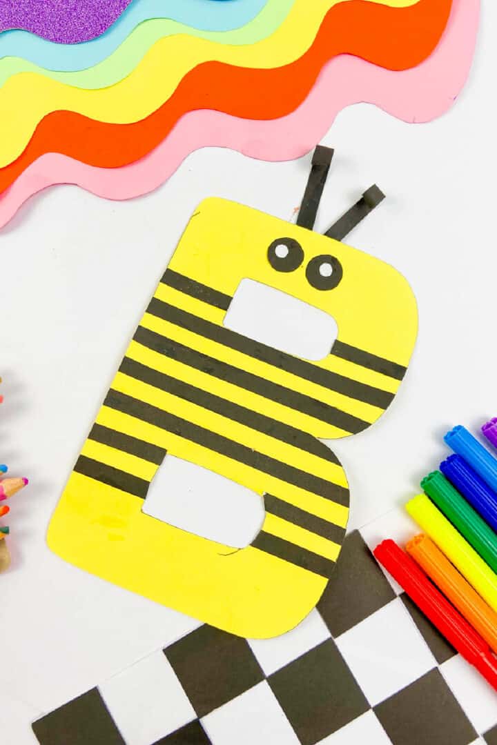 B is For Bee Craft with Printable Letter B - Made with HAPPY