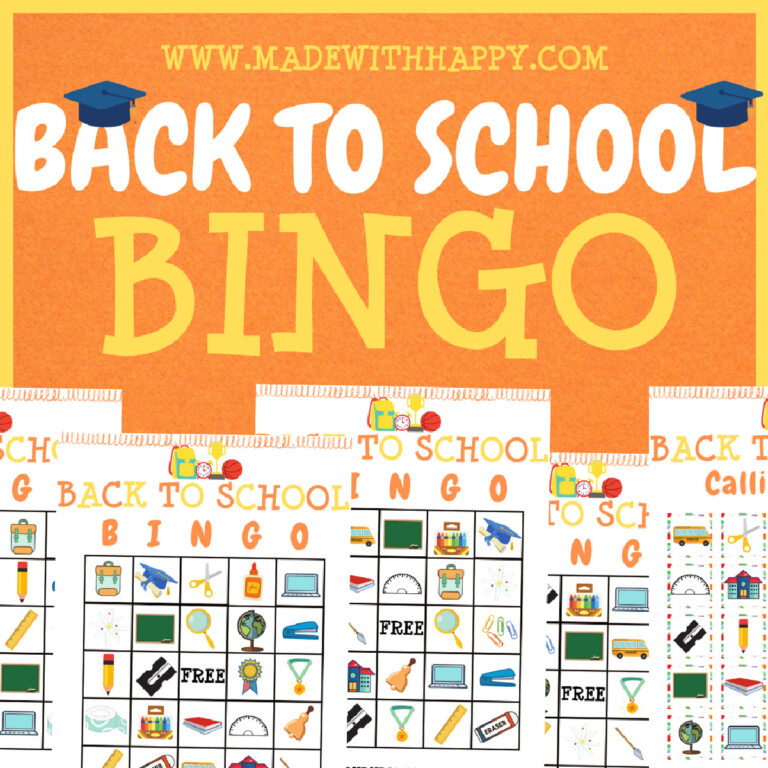Back to School Bingo FREE Printable - Made with HAPPY