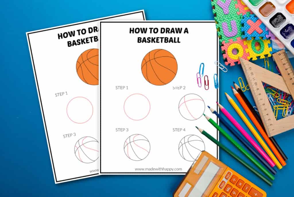 How To Draw a Basketball Easy Step-By-Step - Made with HAPPY