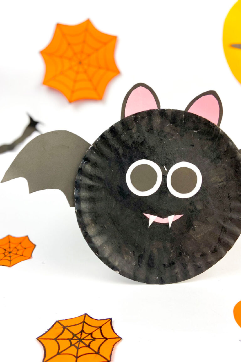 Easy Bat Paper Plate Craft with a Free Template - Made with HAPPY