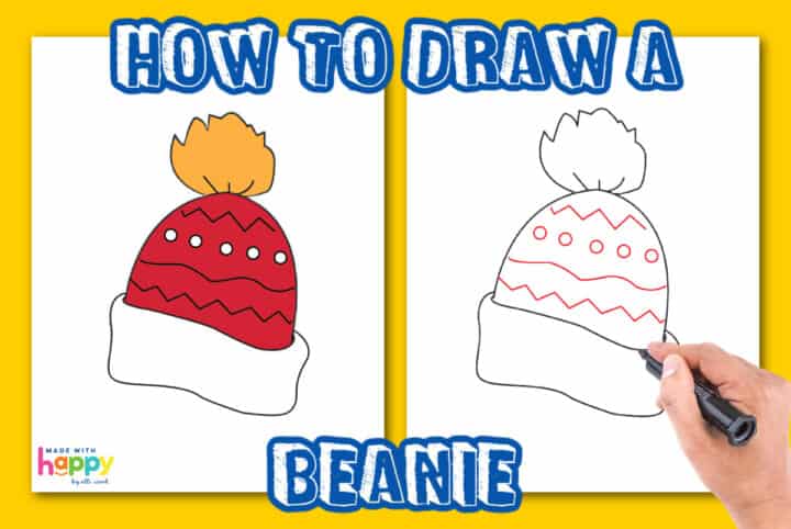 How To Draw a Beanie - Easy Step By Step Tutorial - Made with HAPPY