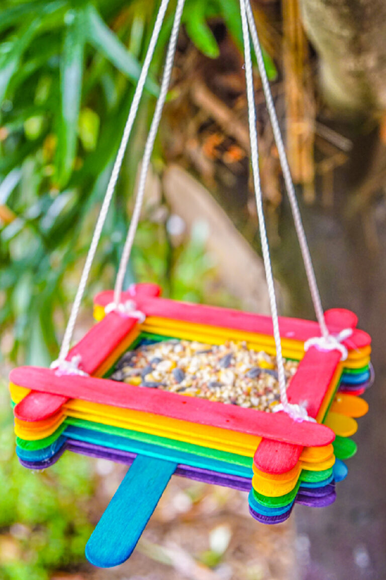 Rainbow Popsicle Stick Pencil Holder DIY - Made with HAPPY