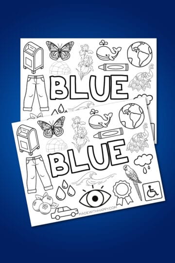 Free Blue Coloring Page for Kids - Made with HAPPY