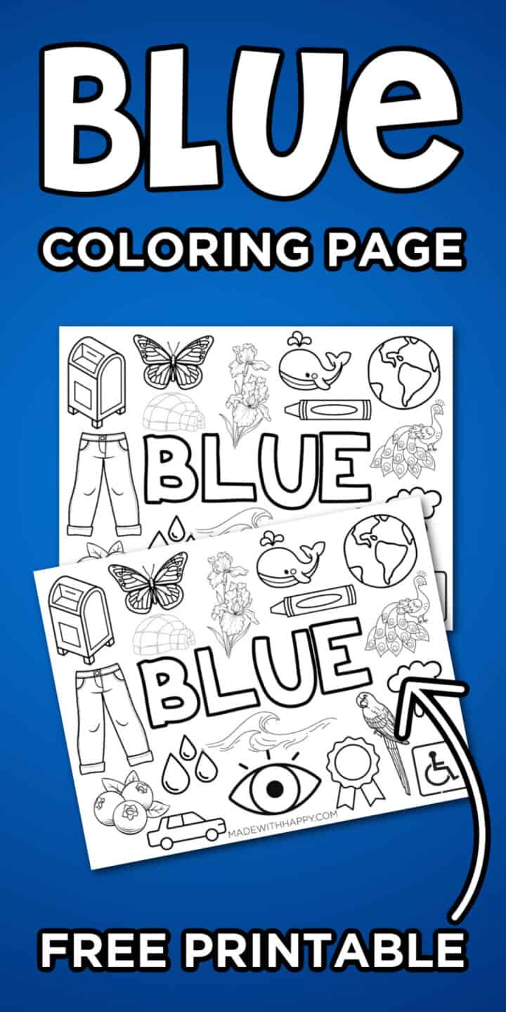 Free Blue Coloring Page for Kids - Made with HAPPY