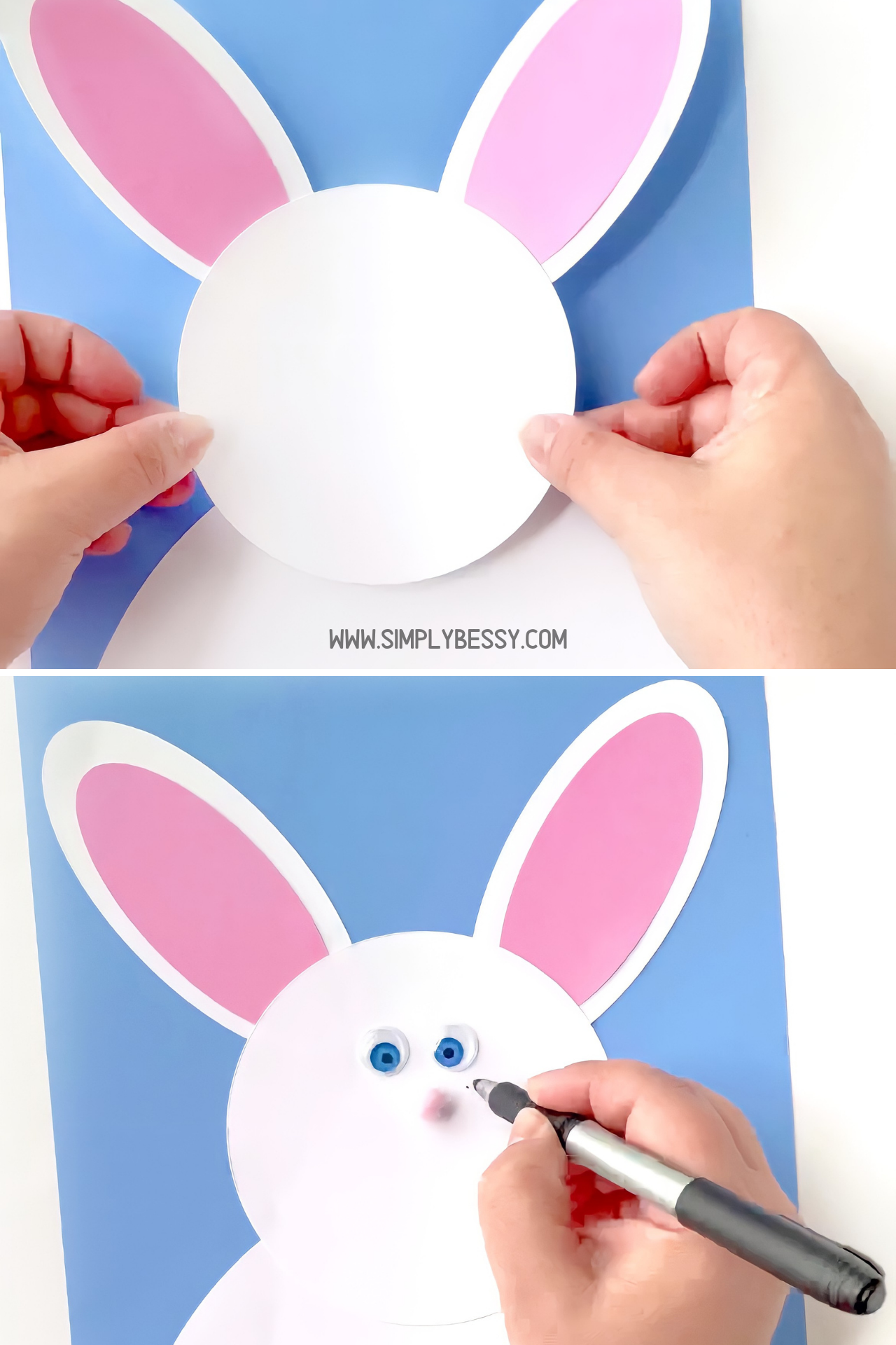 Easy Bunny Paper Craft with Free Printable Template - Made with HAPPY