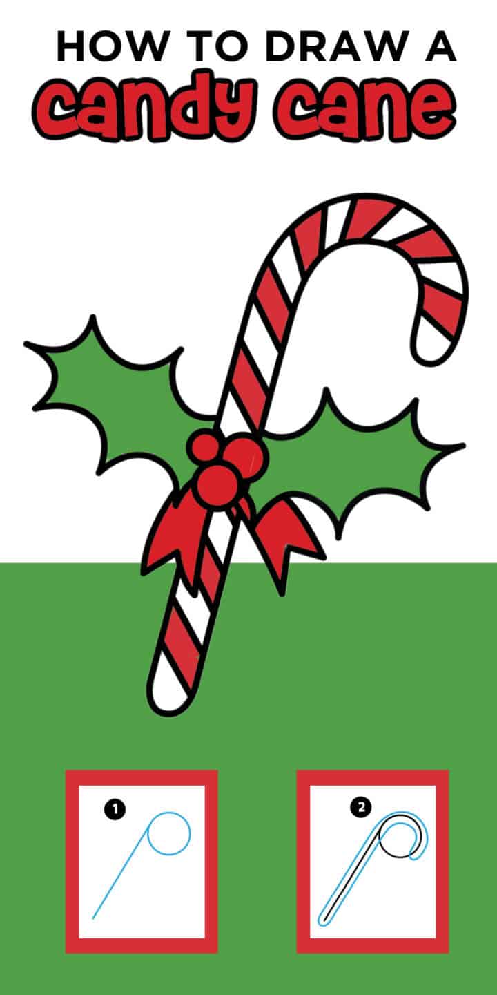 How To Draw a Candy Cane Easy Step-By-Step Tutorial - Made with HAPPY