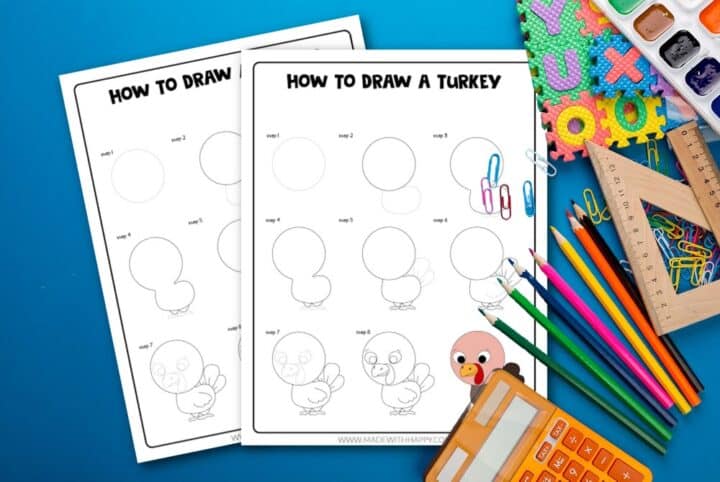 Easy How to Draw Turkey Tutorial - Made with HAPPY