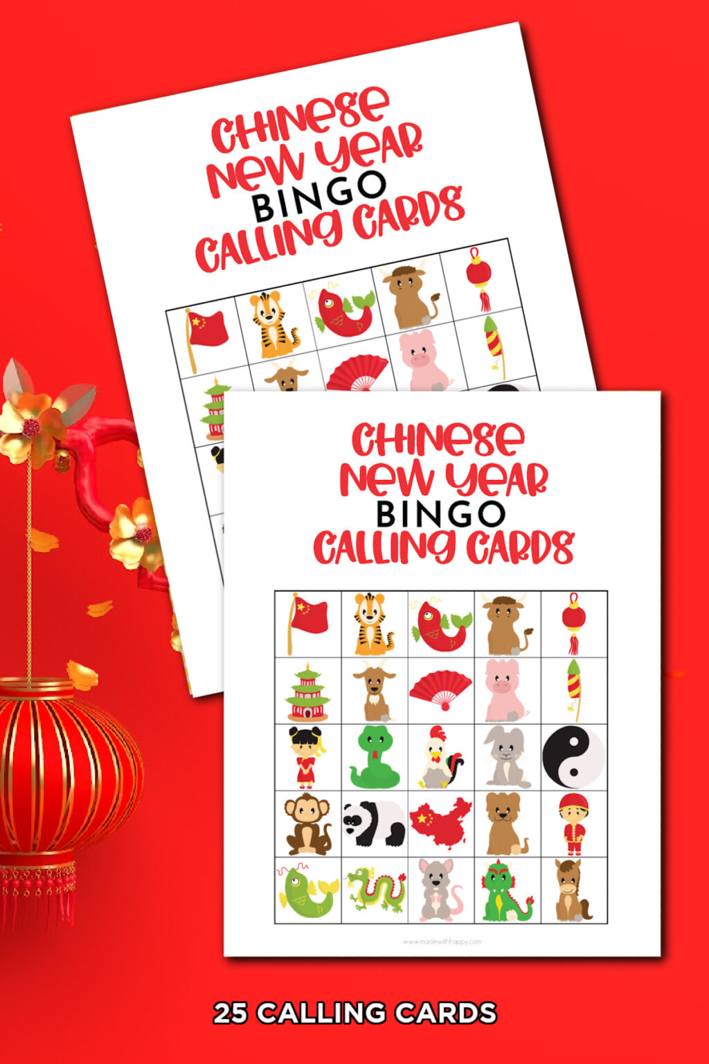 Chinese New Year Bingo Game FREE Printable - Made with HAPPY
