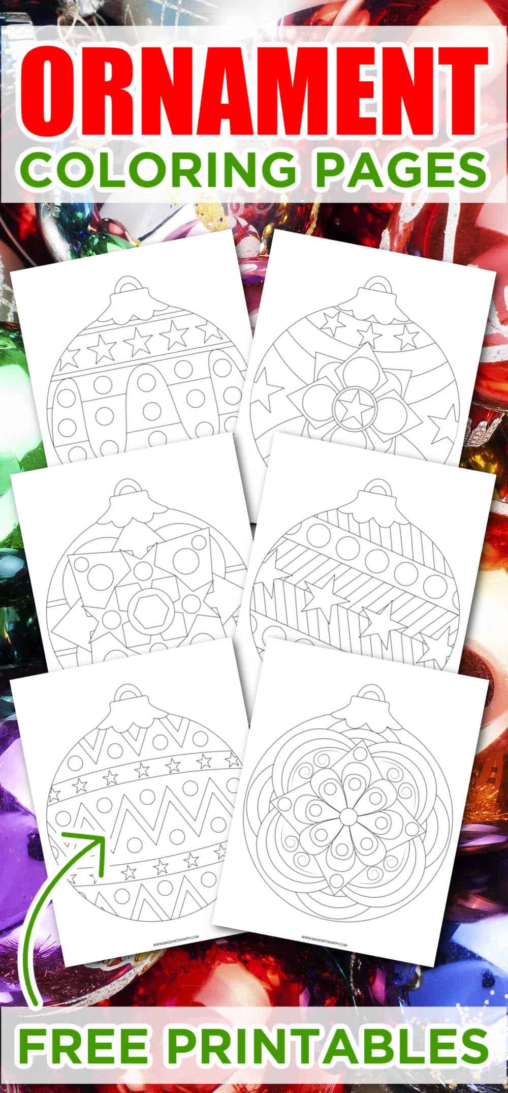 Free Printable Christmas Ornaments Coloring Pages - Made with HAPPY