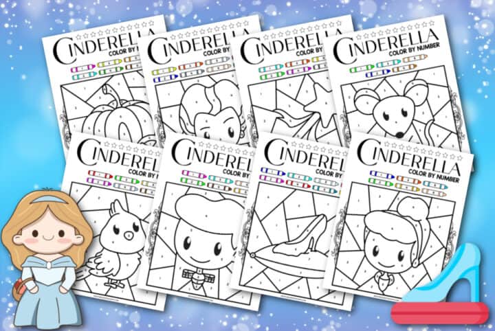 Free Printable Cinderella Color By Number - Made with HAPPY
