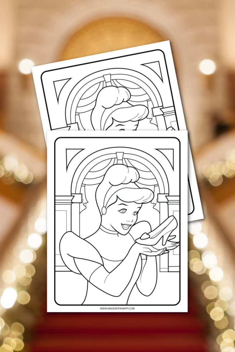 Cinderella Coloring Page FREE Printable - Made with HAPPY