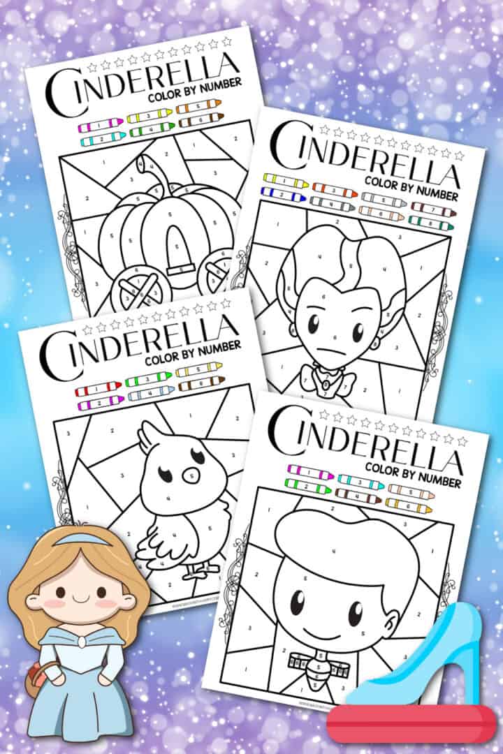 Free Printable Cinderella Color By Number - Made with HAPPY