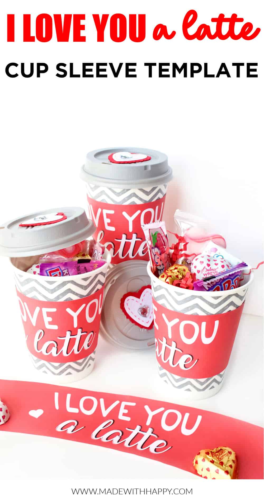 Free Printable Coffee Cup Sleeve Valentine: I Love You a Latte