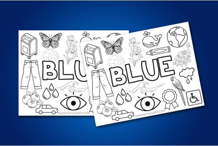 Free Blue Coloring Page for Kids - Made with HAPPY