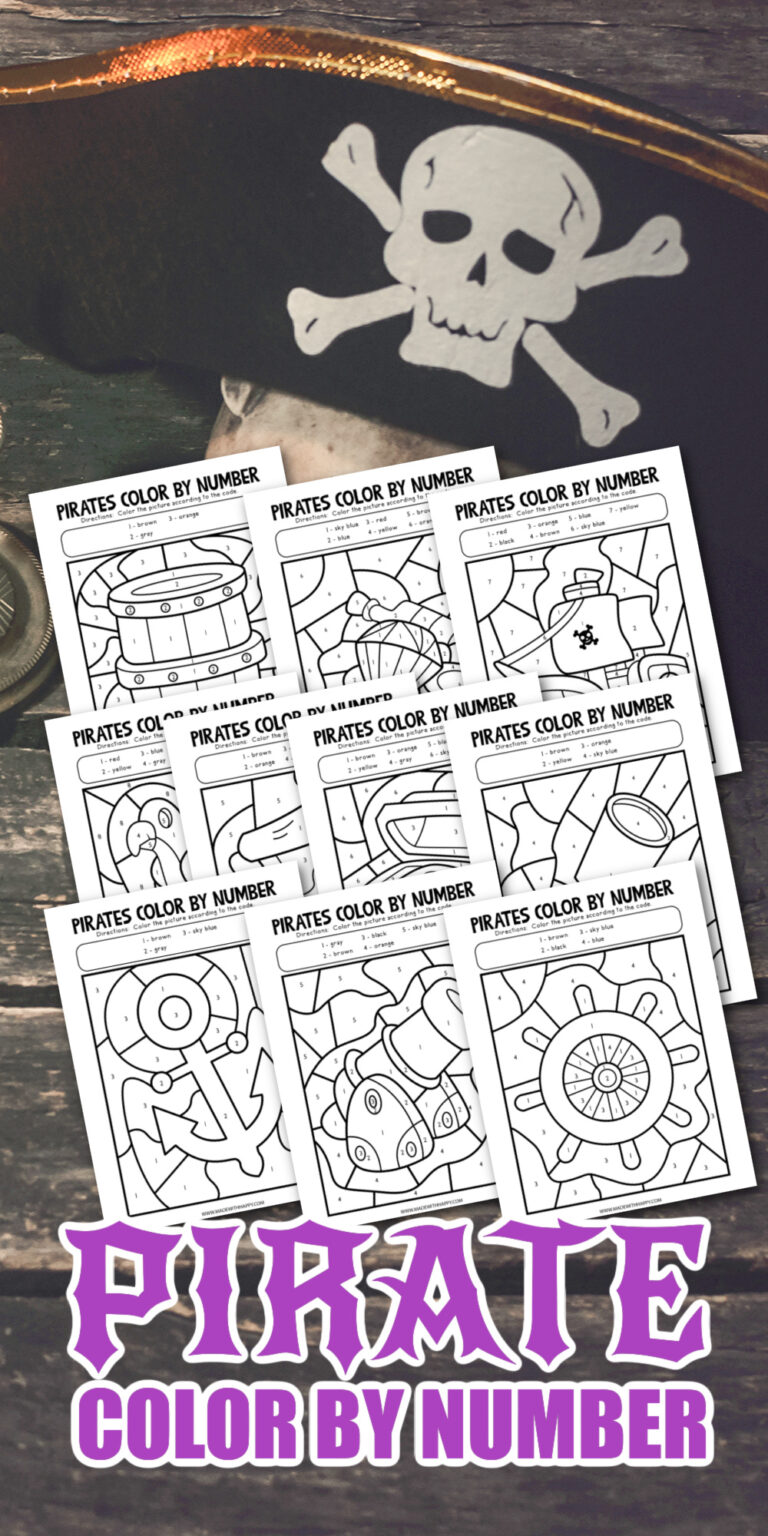 FREE Pirate Color By Number Worksheets - Made with HAPPY