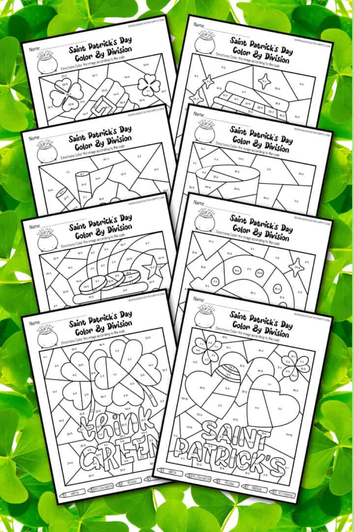 St. Patrick's Day Color By Number Division [FREE Printable]