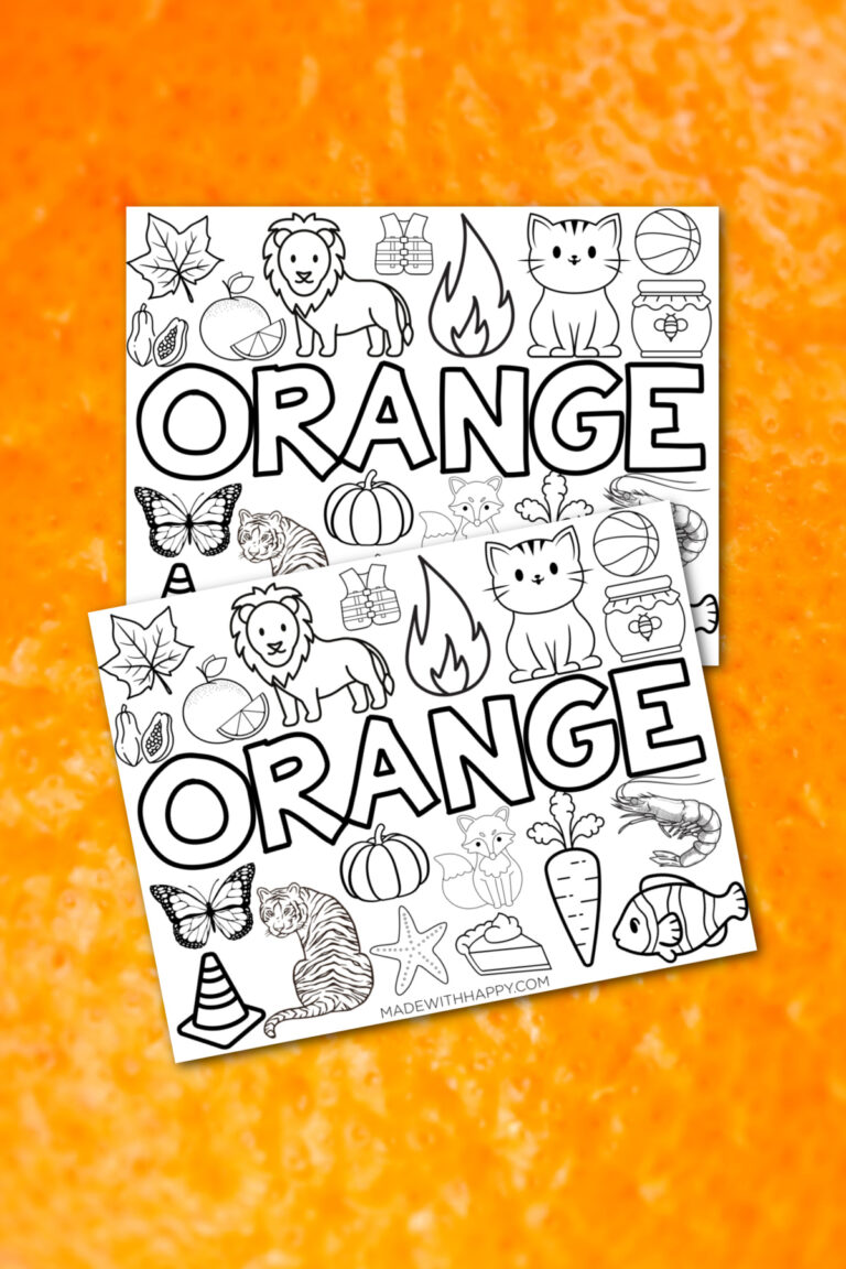 FREE Printable Orange Coloring Page - Made with HAPPY