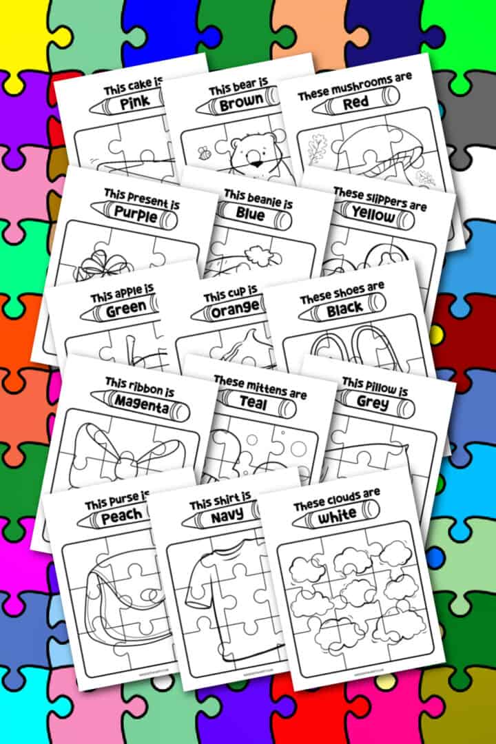 Rainbow Printable Color Puzzles - Made with HAPPY