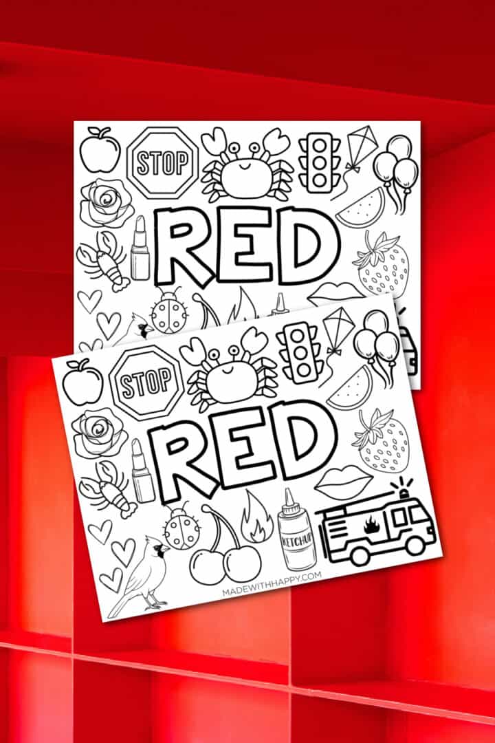 FREE Printable Red Coloring Page - Made with HAPPY