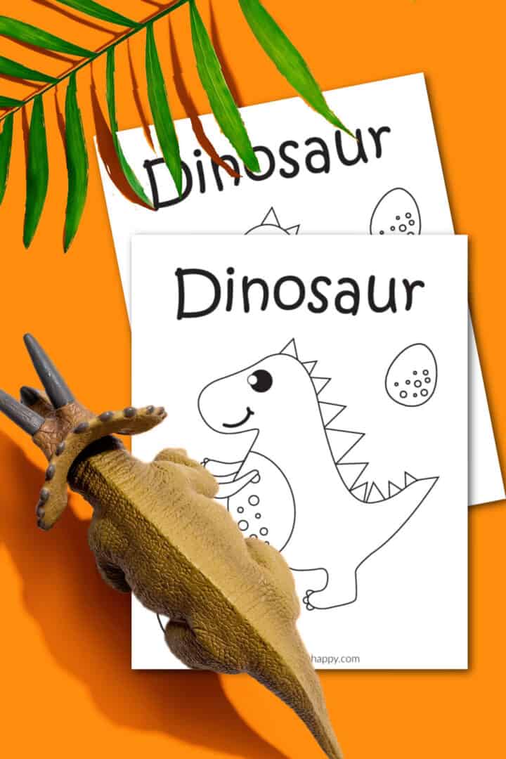 Free Printable Dinosaur Coloring Page - Made with HAPPY
