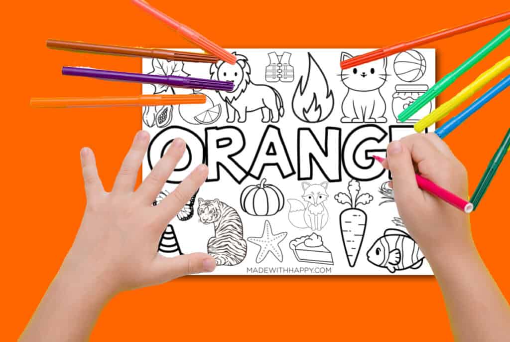 FREE Printable Orange Coloring Page - Made with HAPPY