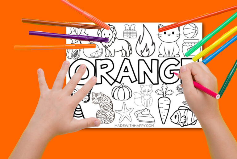 FREE Printable Orange Coloring Page - Made with HAPPY