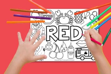 FREE Printable Red Coloring Page - Made with HAPPY