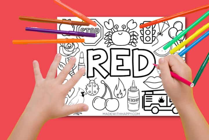 FREE Printable Red Coloring Page - Made with HAPPY