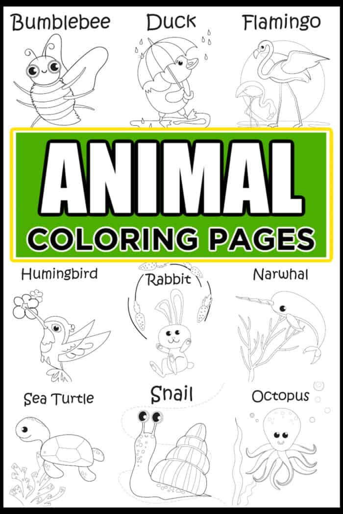 Cute Animal Coloring Pages - Made with HAPPY