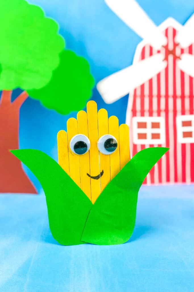 Easy Popsicle Stick Corn Craft For Kids - Made with HAPPY