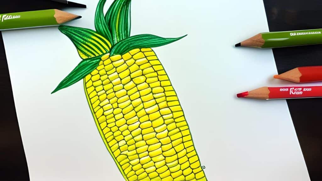 How To Draw Corn Easy Step By Step Tutorial - Made with HAPPY