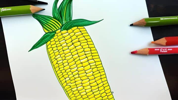How To Draw Corn Easy Step By Step Tutorial - Made with HAPPY