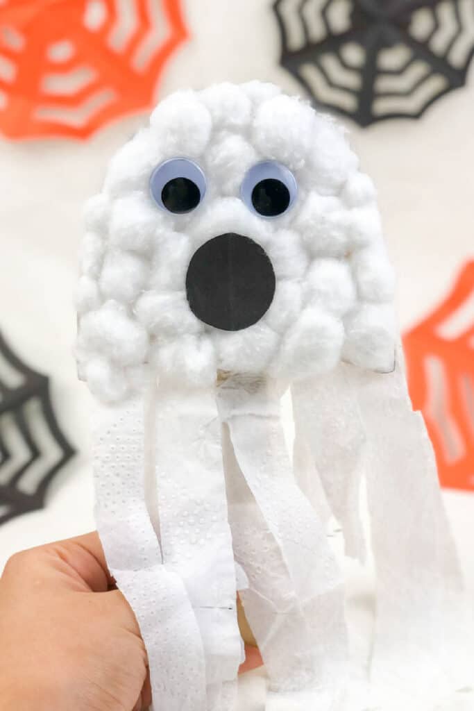 Easy Halloween Popsicle Stick Ghost Craft - Made with HAPPY
