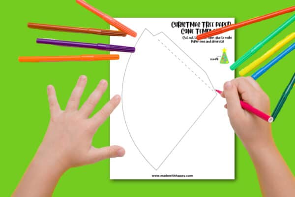 Paper Cone Christmas Tree Craft with Free Printable Template