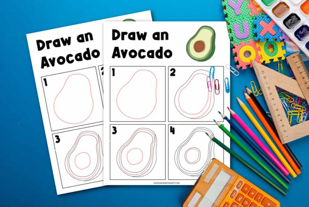 How To Draw an Avocado Easy Step By Step Tutorial - Made with HAPPY