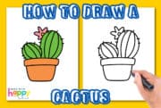 How To Draw a Cactus Step-By-Step Tutorial - Made with HAPPY