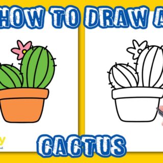 How To Draw a Cactus Step-By-Step Tutorial - Made with HAPPY